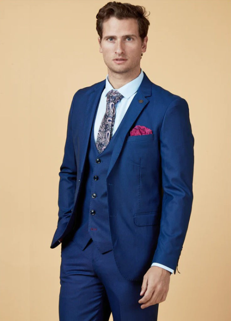 Mens Marc Darcy Danny Royal Blue 3 piece Suit | SuitsMe
