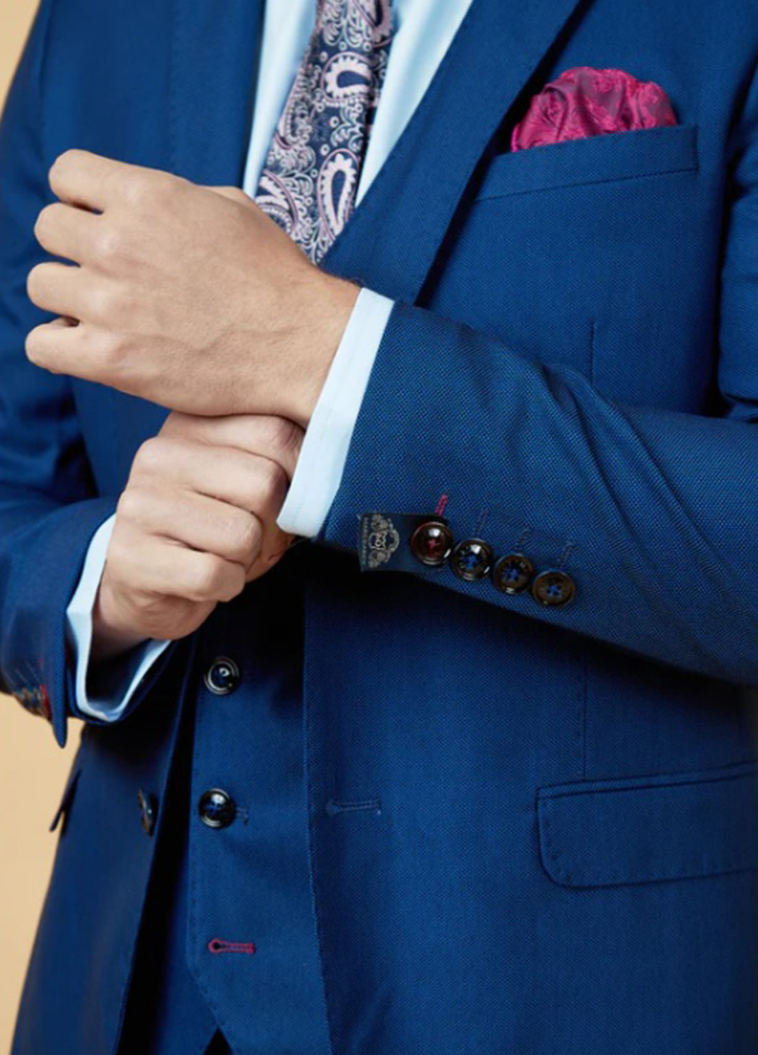 Mens Marc Darcy Danny Royal Blue 3 piece Suit | SuitsMe