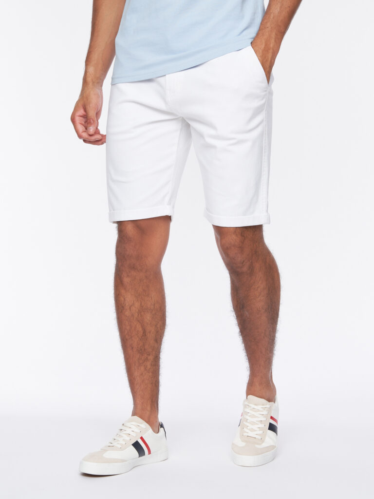 Men's Crosshatch Smart Casual Stretch White Chino Shorts | SuitsMe